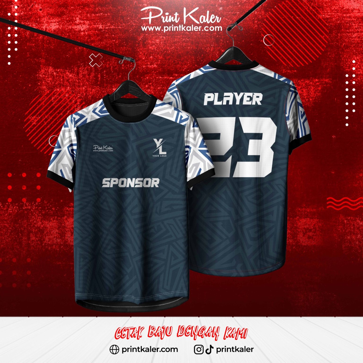 Jersey Sukan Dan Nama/Nombor Set - Print Kaler - Shah Alam | Bangi | Kedah